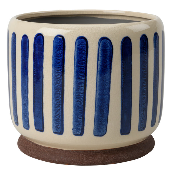 Collector Glazed Pot, Blue Stripe – 18cm | Burgon & Ball – Burgon and Ball