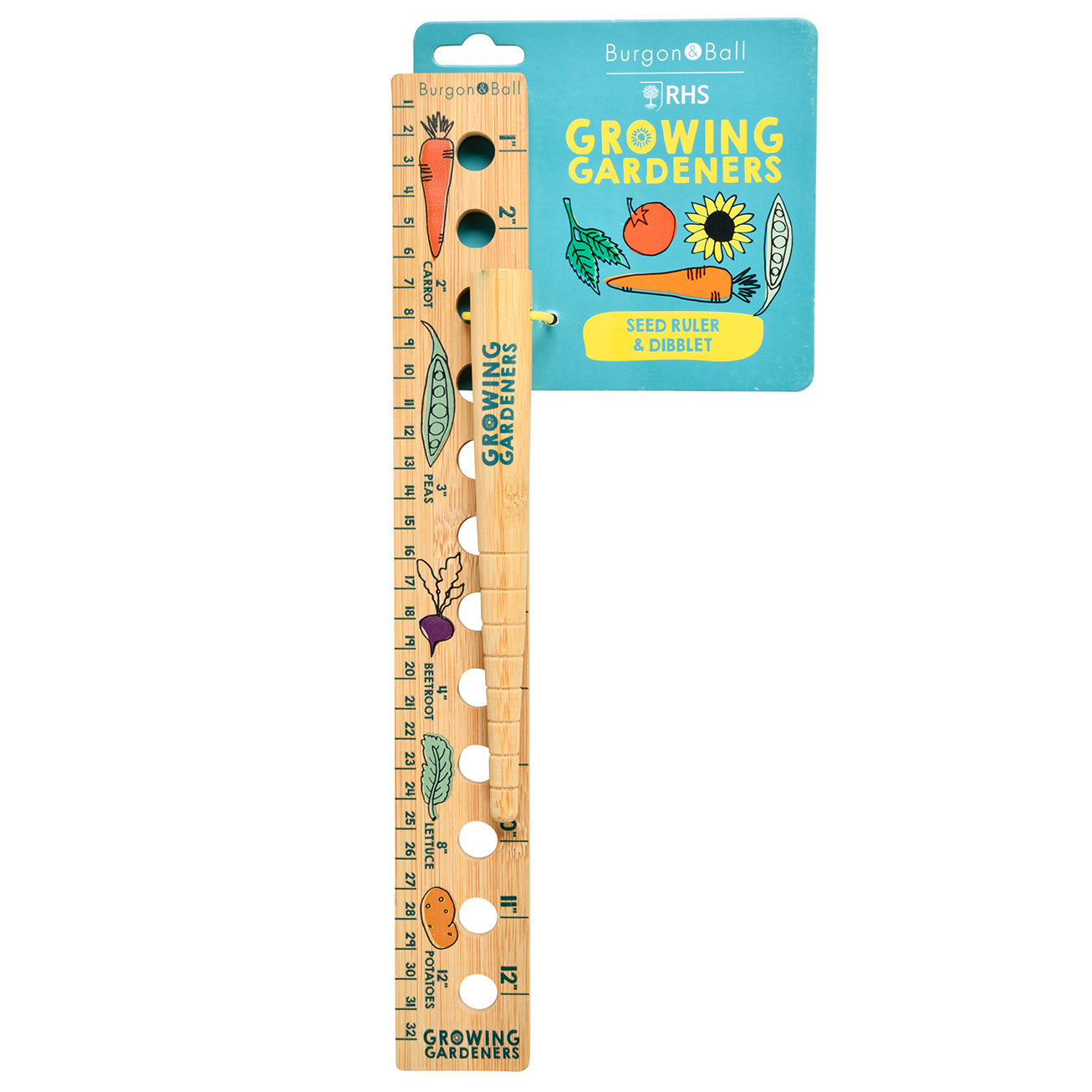 Children's Planting Ruler & Dibber Set | RHS Growing Gardeners | Burgon ...
