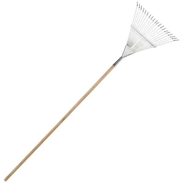 Metal Leaf Rake Set With 25 Sturdy Tines, 32 Gallon Self-Standing